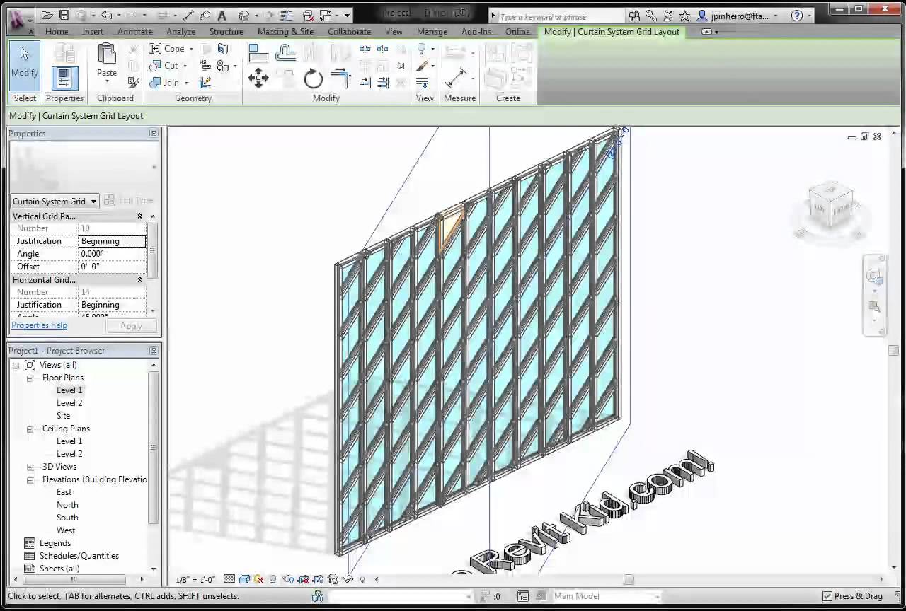 Revit Tutorial - The Revit Kid - Rotate Curtain Wall Grids ( Angled ...
