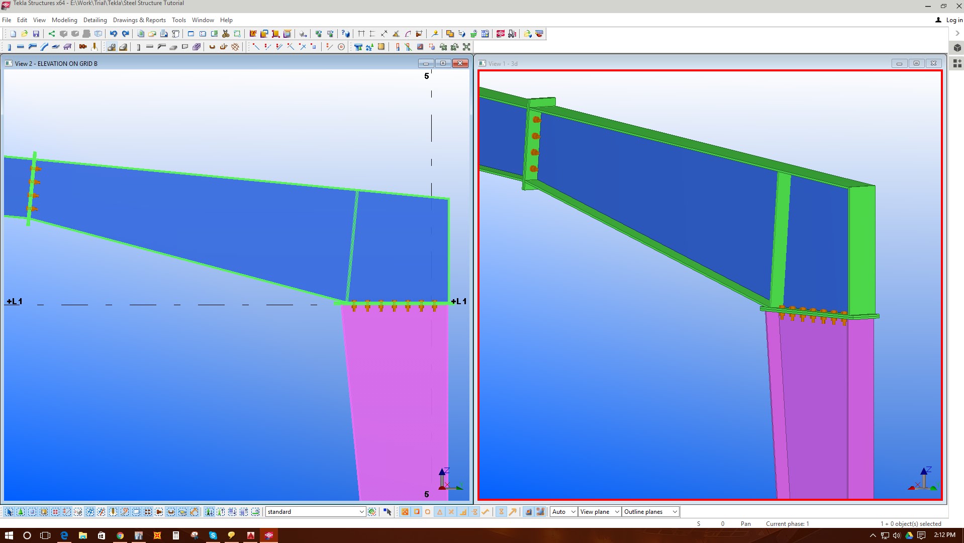 2 Creating Views And Modeling Frame With Tapered Section In Tekla Structures V211 Revit News