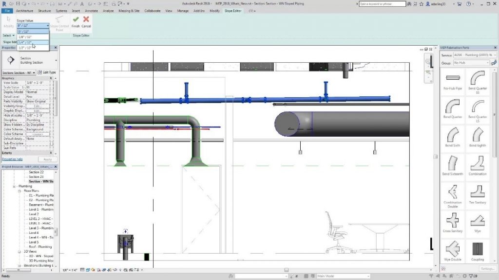 9-Model sloped pipe part-by-part – Revit news