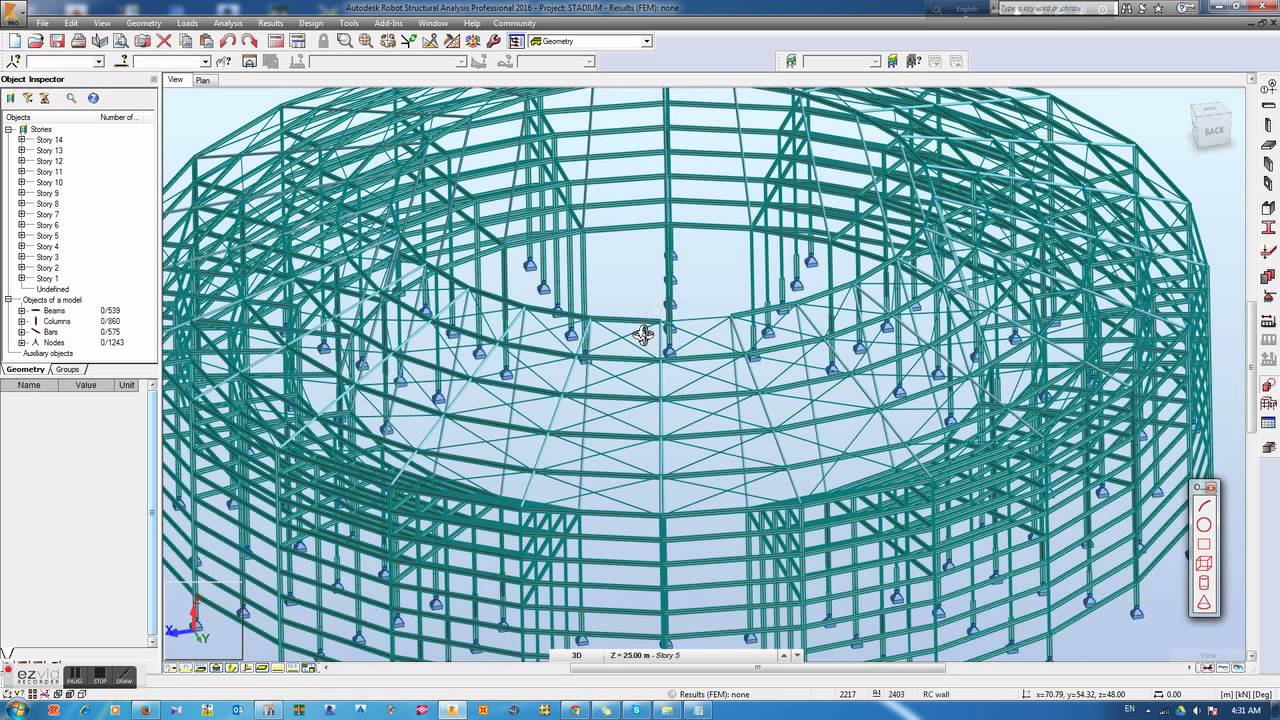 Structural Model of A Stadium in Autodesk Robot Structural Analysis ...
