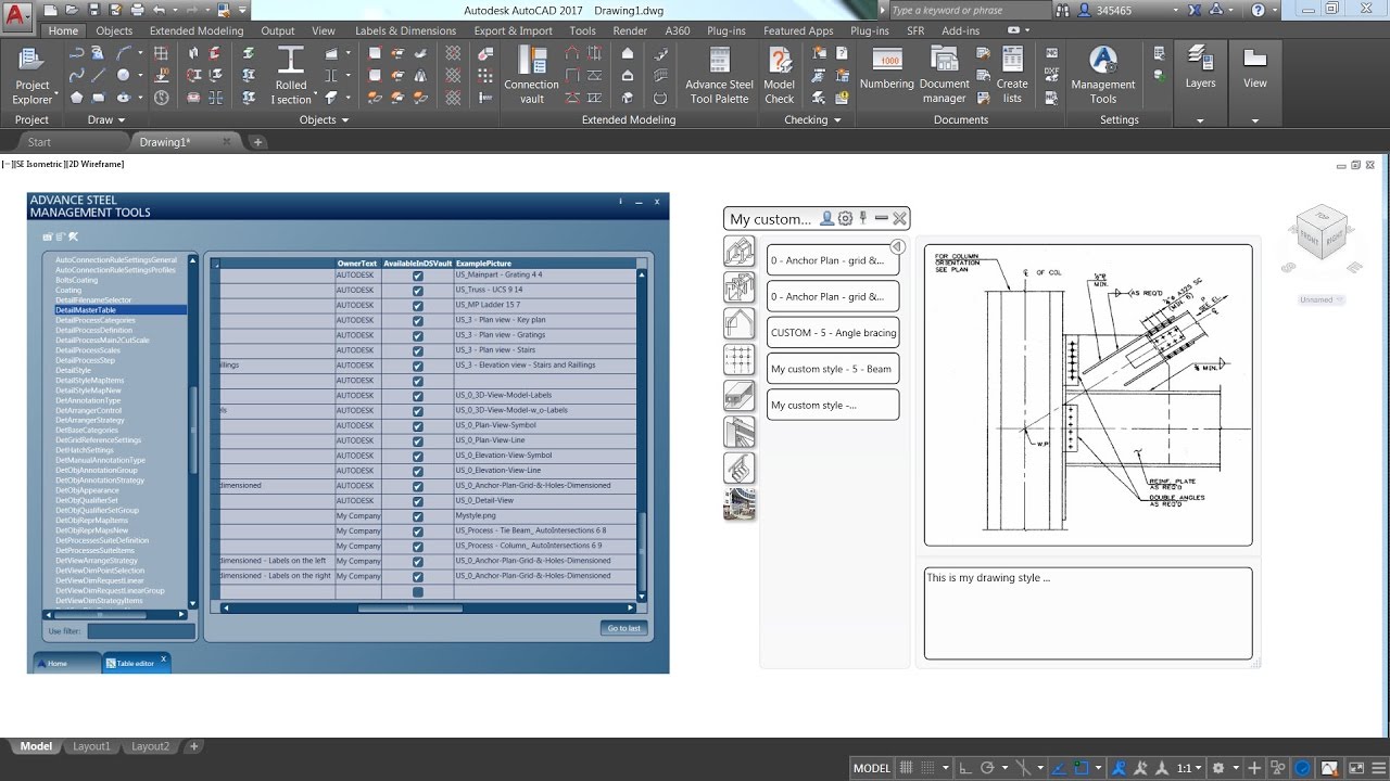 Advance Steel - Drawing styles tool palette customization - Revit news