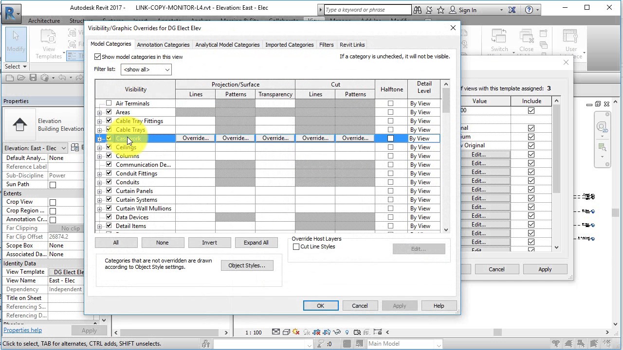 REVIT LINK COPY MONITOR PROJECT 04 NEW LIGHTING PLANS VIEW TEMPLATE ...