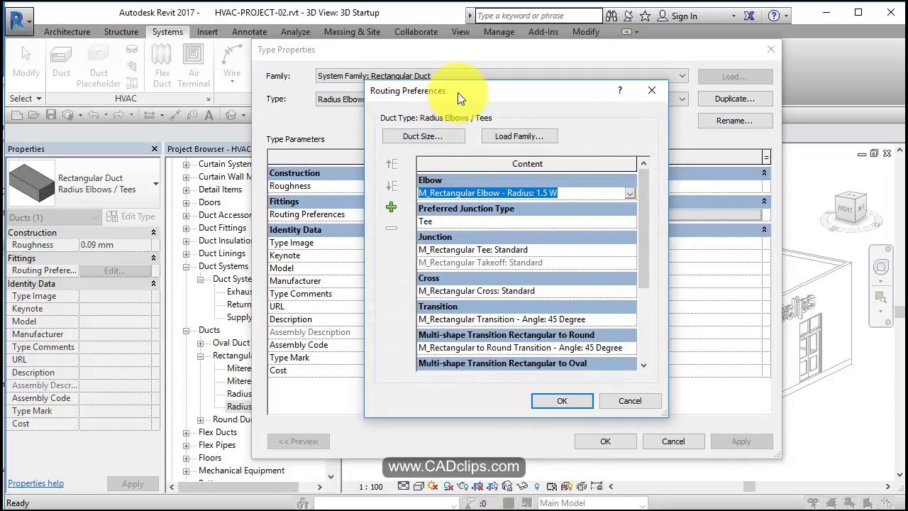 REVIT HVAC PROJECT 02 HVAC SETTINGS DUCT SYSTEMS TYPE AND FITTING ...