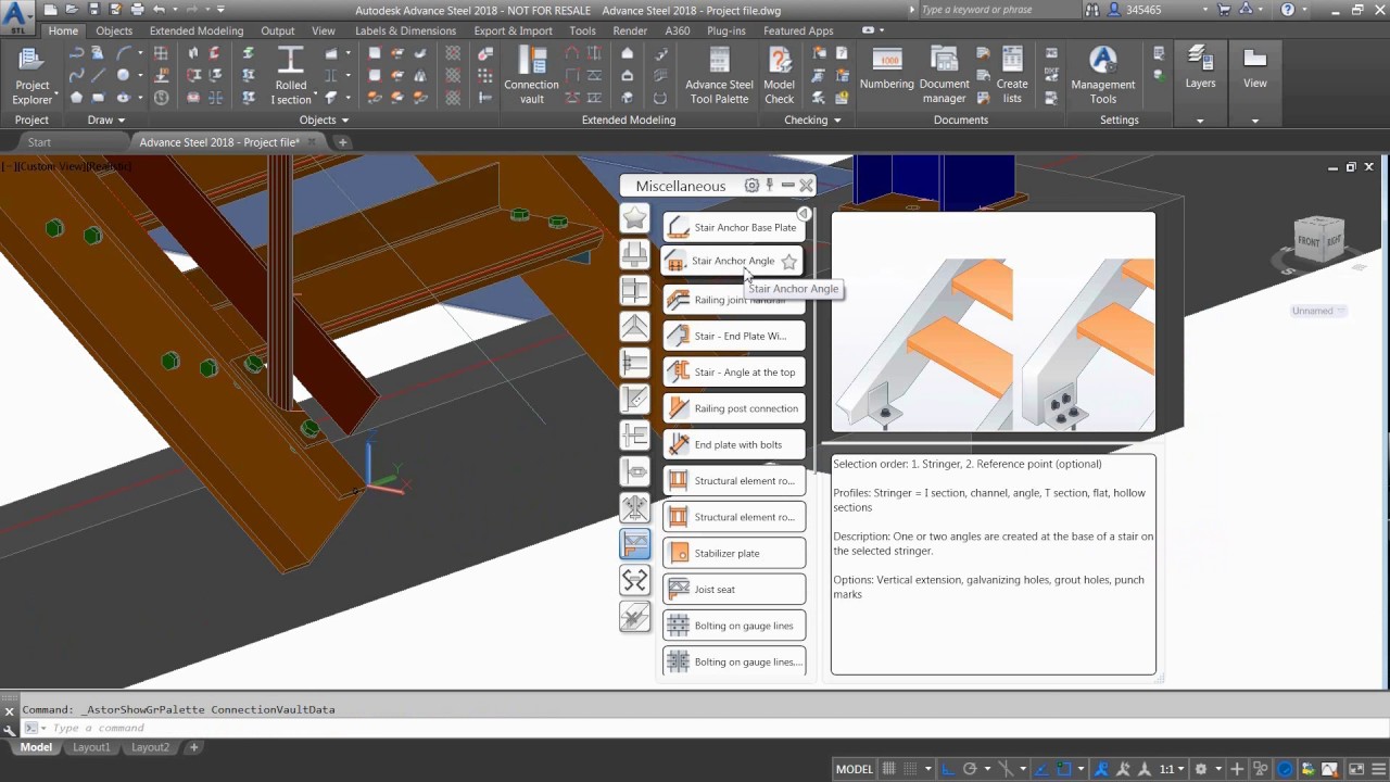 Getting Started with Advance Steel: Part 15 - Adding stair angle anchor ...