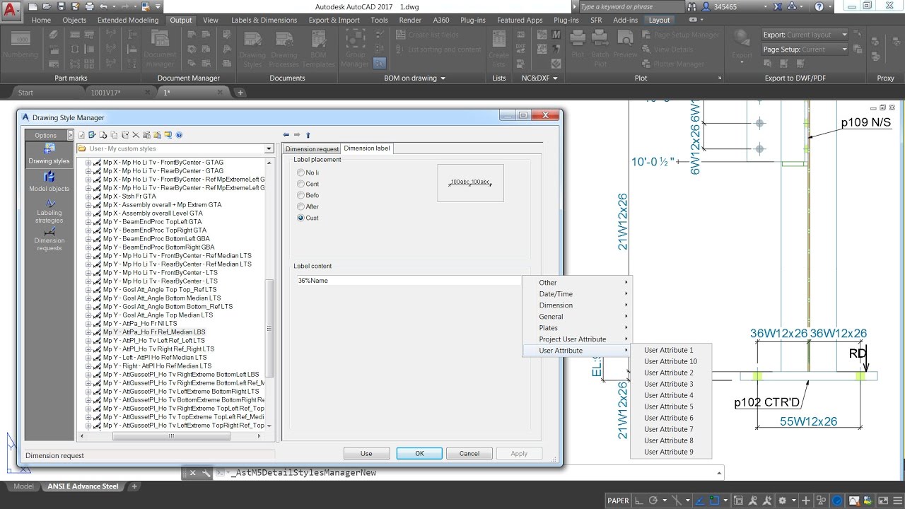 Advance Steel - Adding a label to identify which dimension is related ...