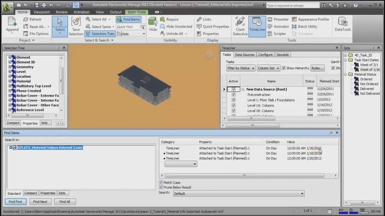 Navisworks 4d Simulation Tutorial 3 Materials Planning And