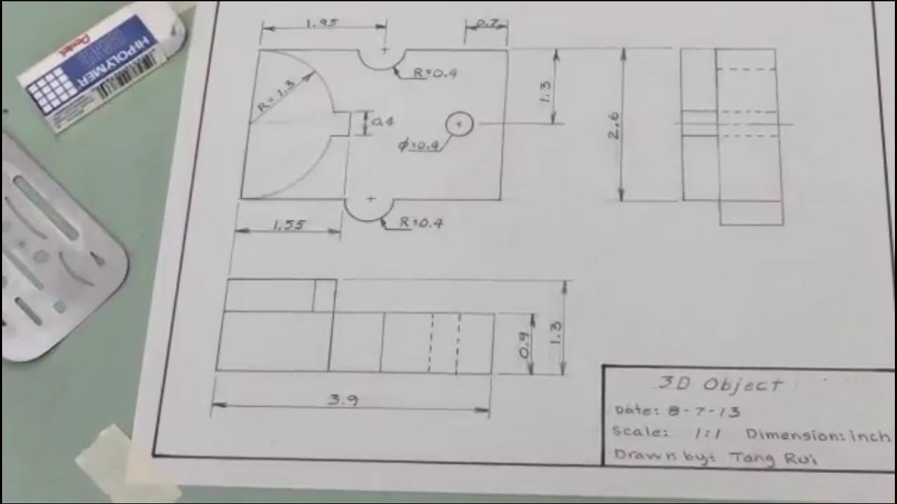 Engineering Drawing Tutorials for Beginners - 3 | Orthographic ... Engineering Drawing Tutorials for Beginners - 3 | Orthographic ...