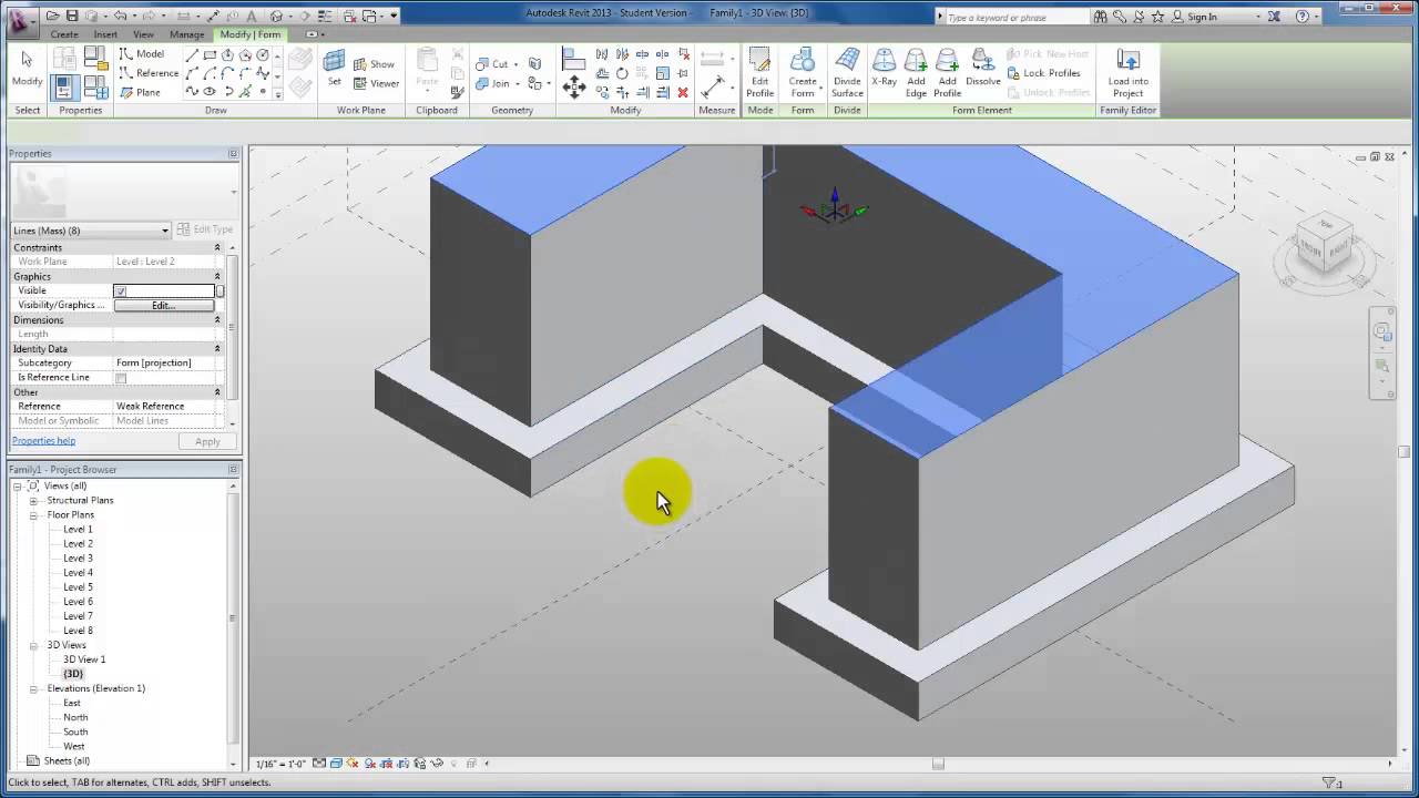 Revit Tutorials: Conceptual Massing -Getting Started- Part 1 of 3 ...