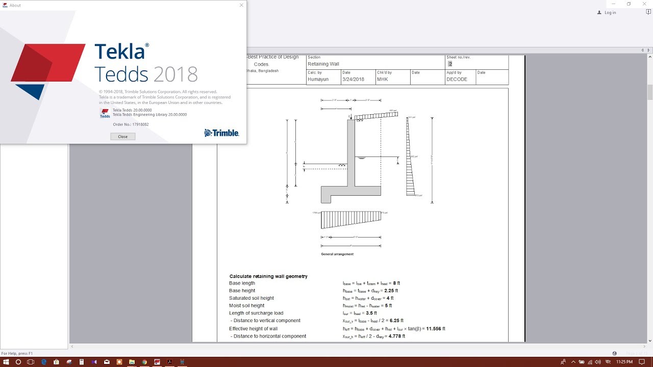 TEKLA TEDDS 2018: RETAINING WALL DESIGN EXAMPLE. - Revit news
