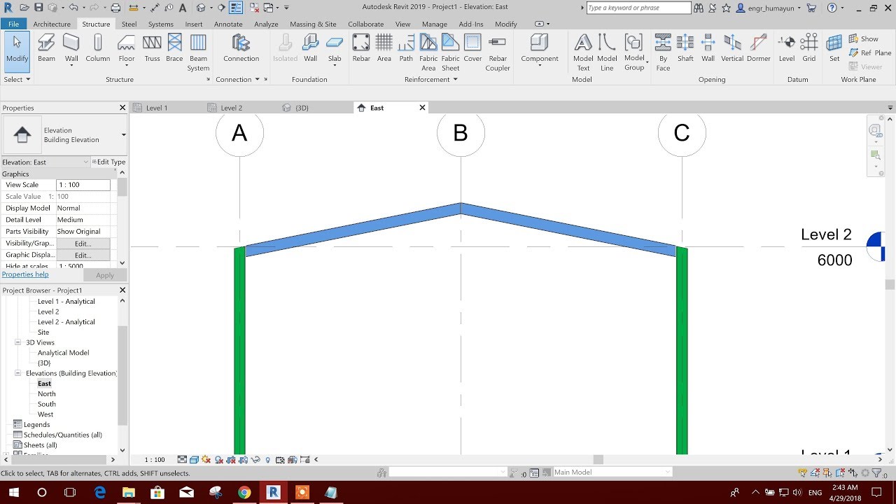 STEEL SHED MODELING IN REVIT 2019-SLOPED BEAM MODELING WITH START END ...