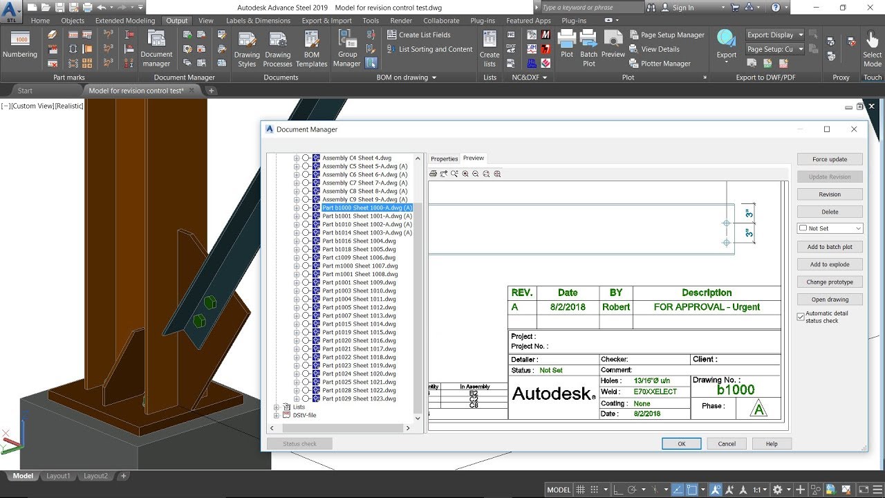 Advance Steel - Edit a revision on a drawing - Revit news