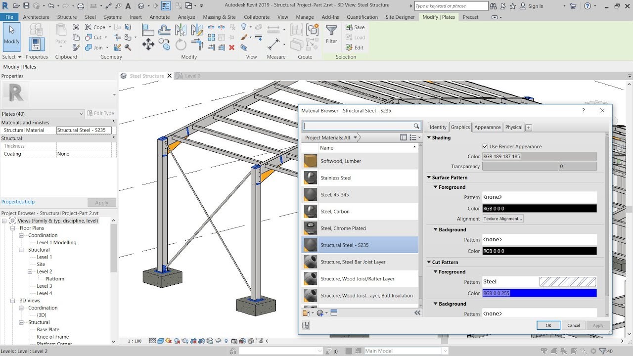 6 - Revit 2019 – Modify Plates Material - Revit news