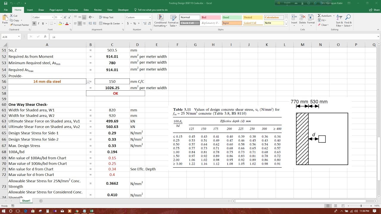 PREPARING EXCEL SHEET FOR FOOTING DESIGN IN DETAILS-PART4 - Revit news