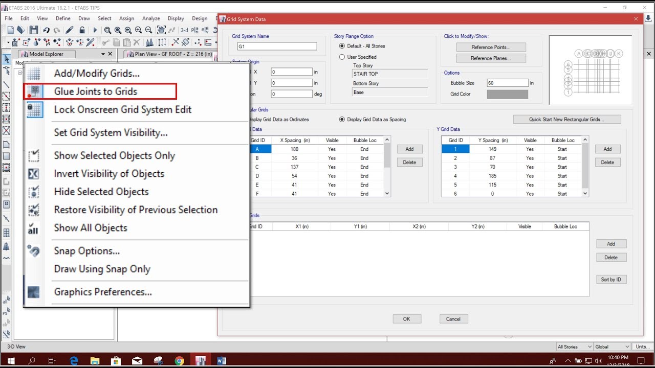 ETABS TIPS: GLUE TO GRIDS FOR FASTER MODIFICATION OF A WHOLE MODEL ...