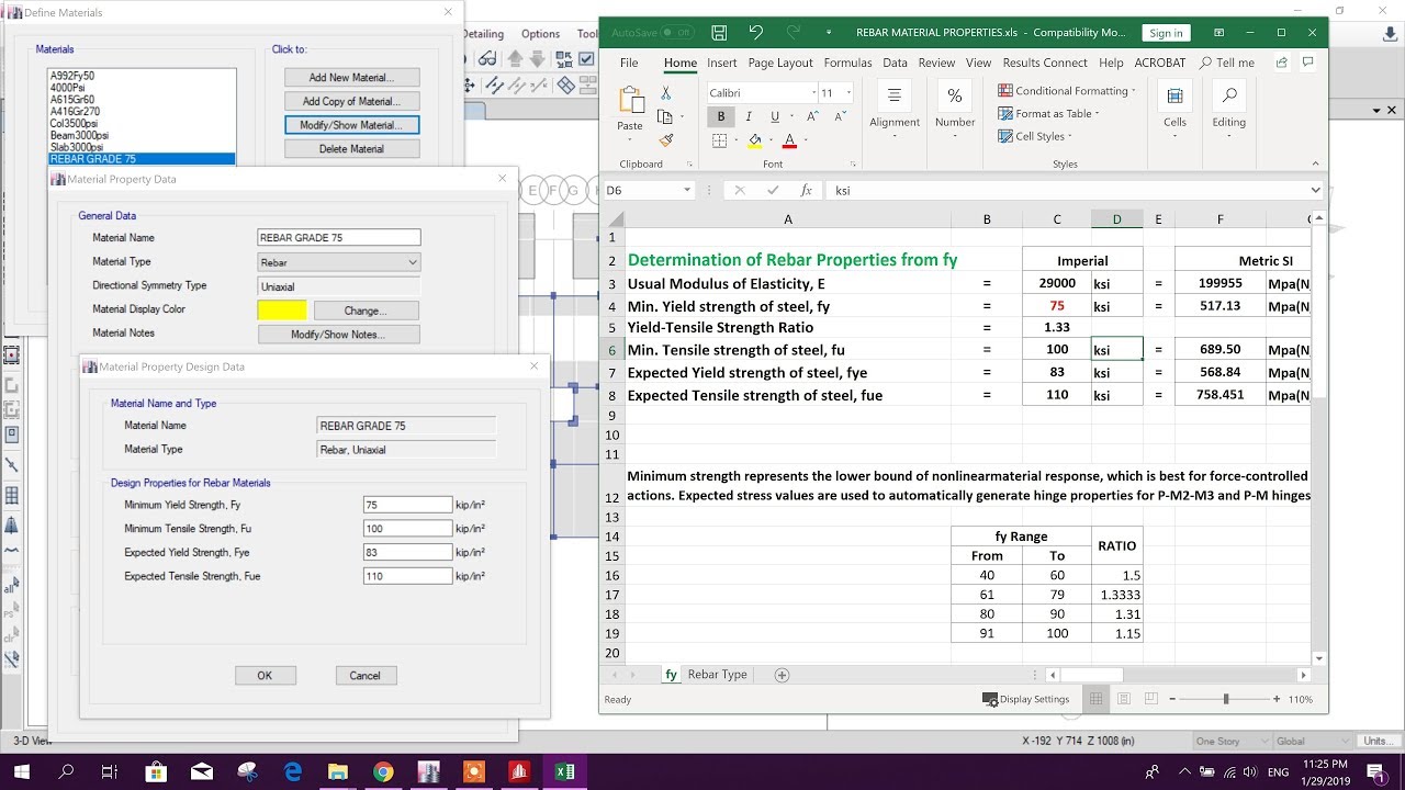 REBAR MATERIAL PROPERTIES-CALCULATE IN EXCEL & DEFINE IN ETABS - Revit news