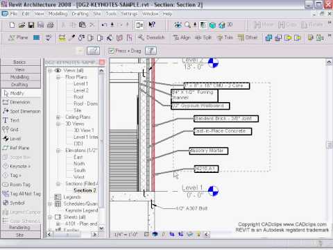 REVIT Architecture Keynotes By Number - CADclip - Revit news