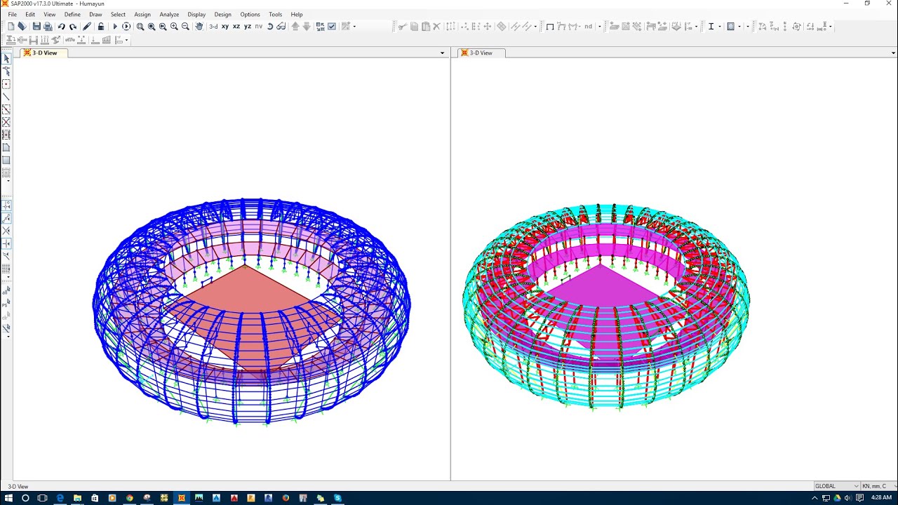 Model & Design Trials of a Football Stadium in SAP2000 Part-2 - Revit news