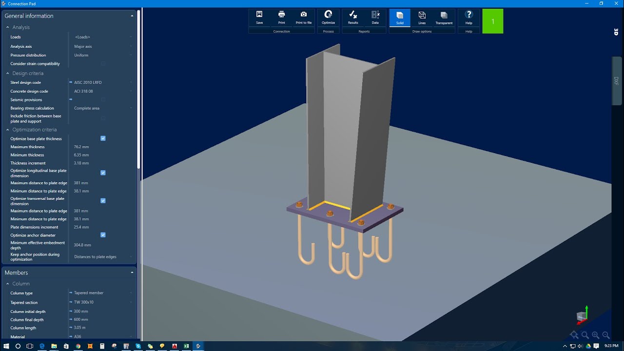 Connection Design for Tapered Section & Baseplate in Ram Connection v8i ...