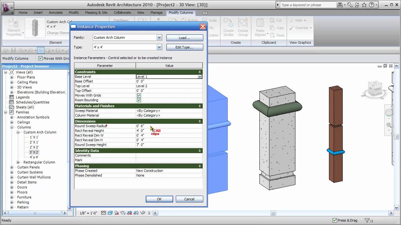 REVIT Custom Architectural Column Family with Sweep and Reveal ...