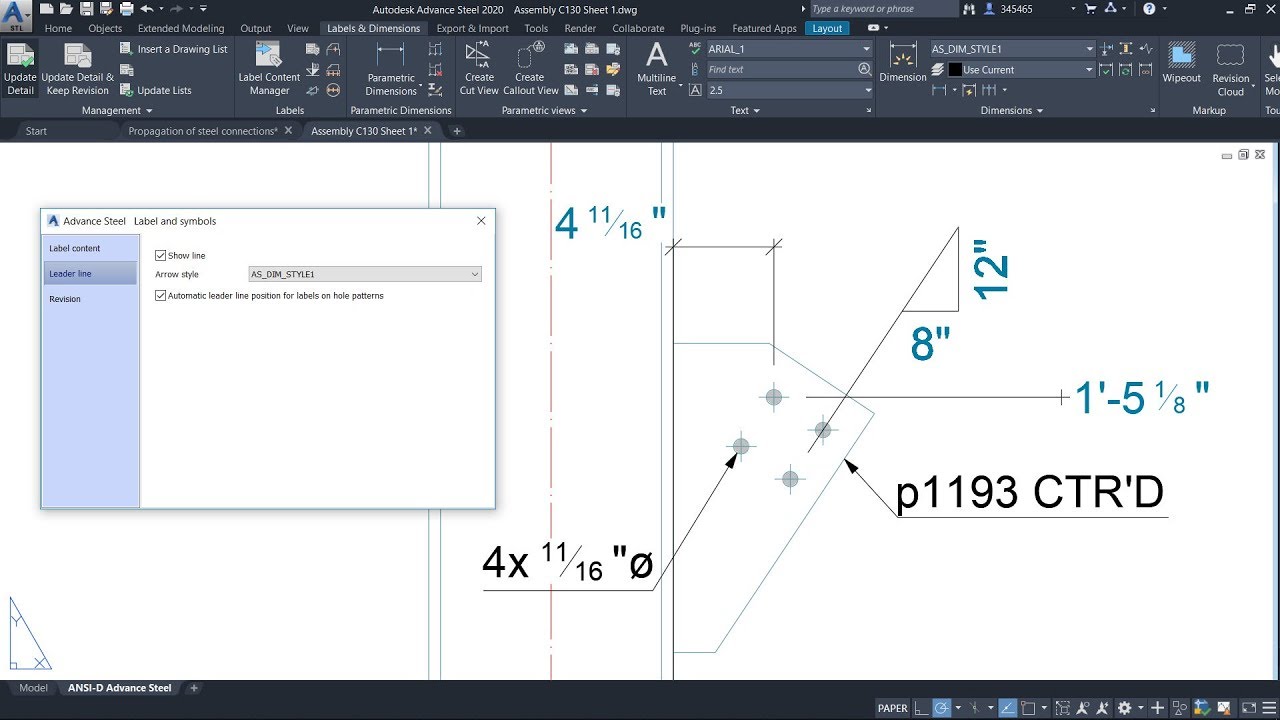 Advance Steel 2020: Hole Label Behavior - Revit news