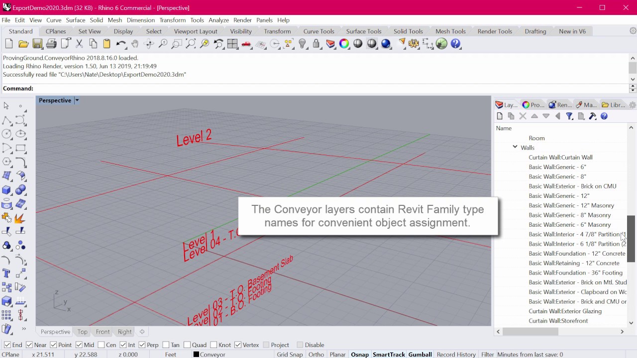 Conveyor - Exporting Revit Levels, Grids, and Layers to Rhino - Revit news Conveyor - Exporting Revit Levels, Grids, and Layers to Rhino - Revit news