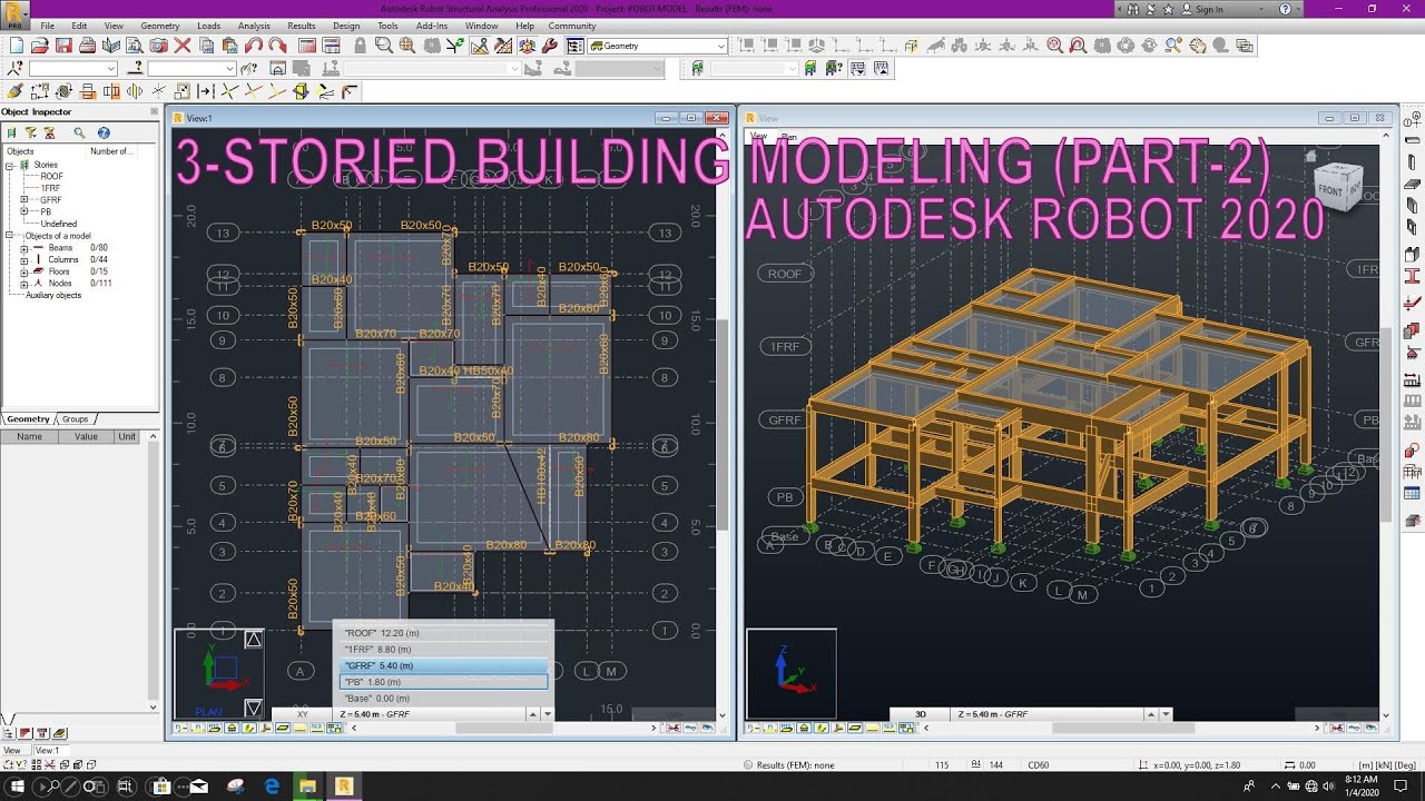 Three Storied Building Modeling (Part-2) in Autodesk Robot 2020 - Revit news