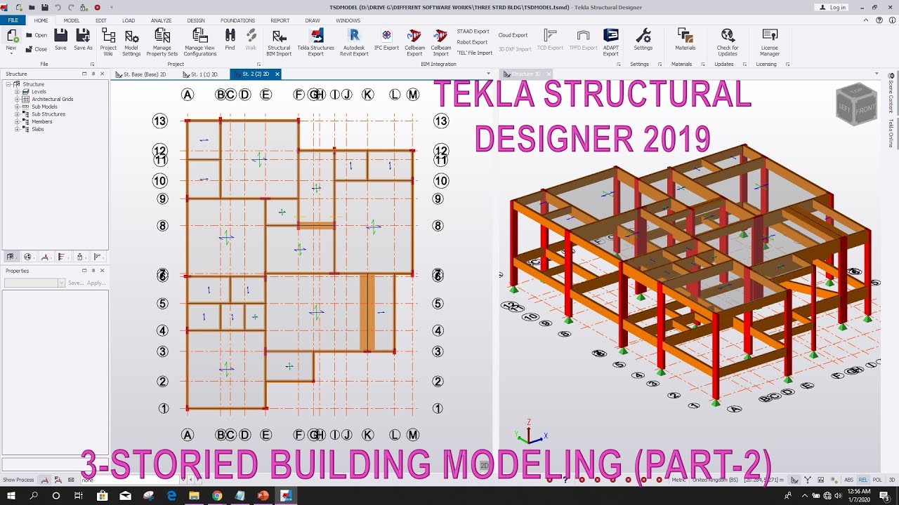 Three Storied Building Modeling (Part-2) in Tekla Structural Designer - Revit news