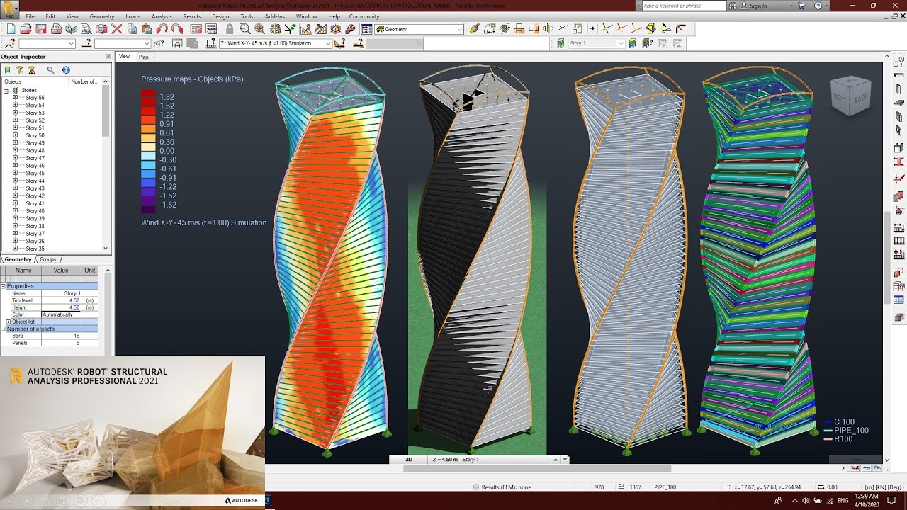 Evolution Tower Modeling in 10 minutes | Robot Structural Analysis 2021 ...