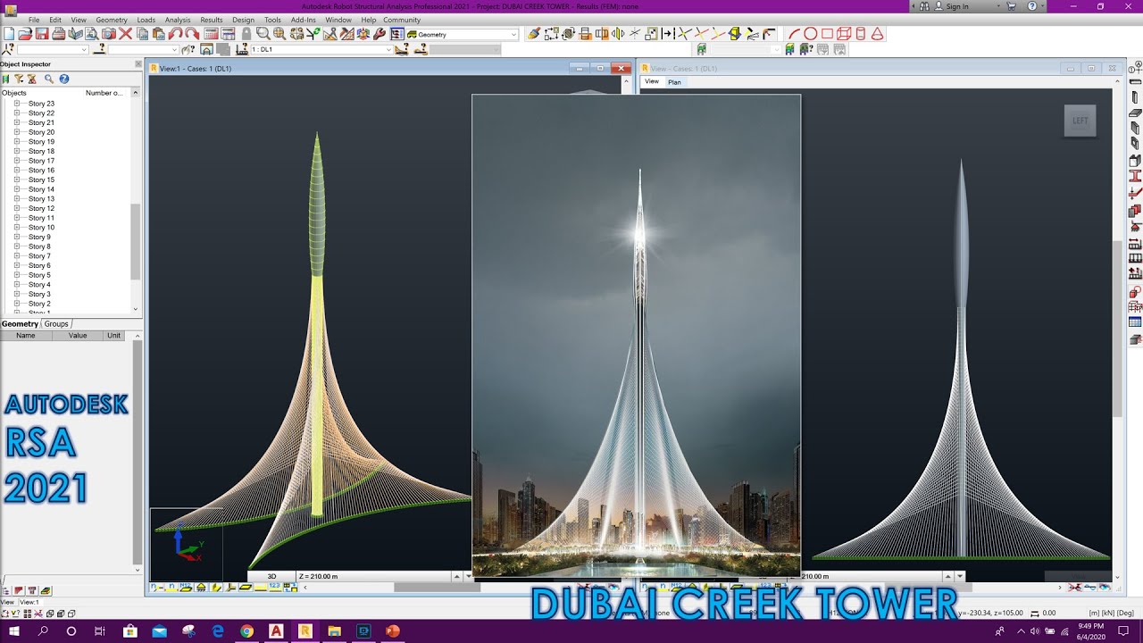 Dubai Creek Tower Modeling in Robot Structural Analysis | World's ...