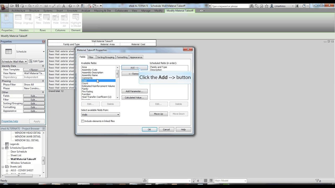 Material Take-Off with Cost in Currency with Revit - Revit news