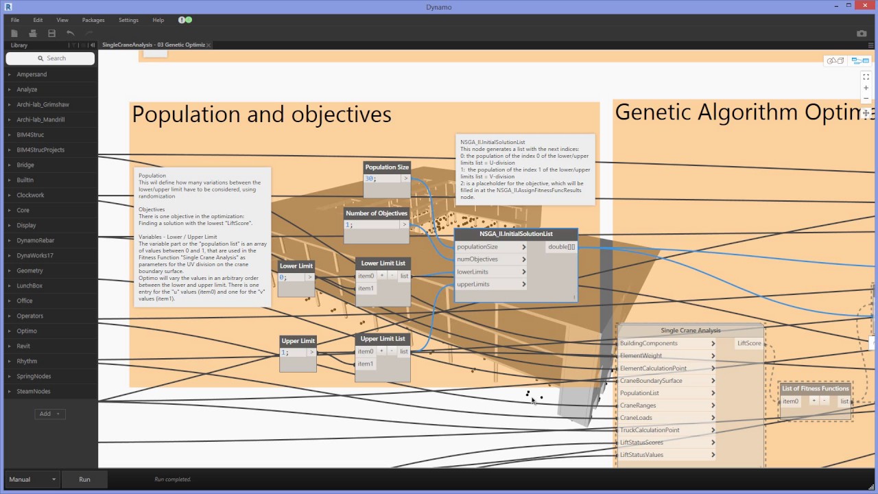 Single Crane Position Genetic Optimization with Optimo and Dynamo - Revit news