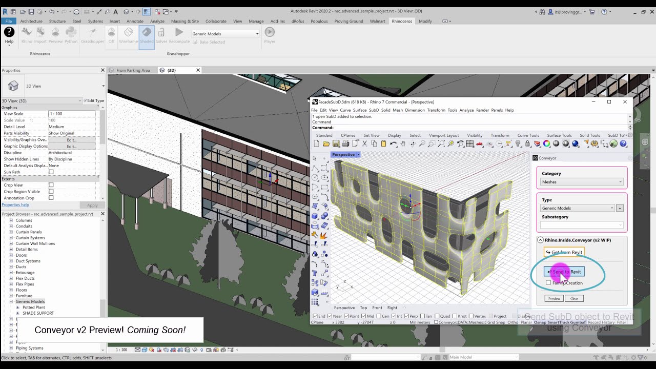 Conveyor V2 Preview - Direct Send SubD Object From Rhino to Revit ... Conveyor V2 Preview - Direct Send SubD Object From Rhino to Revit ...