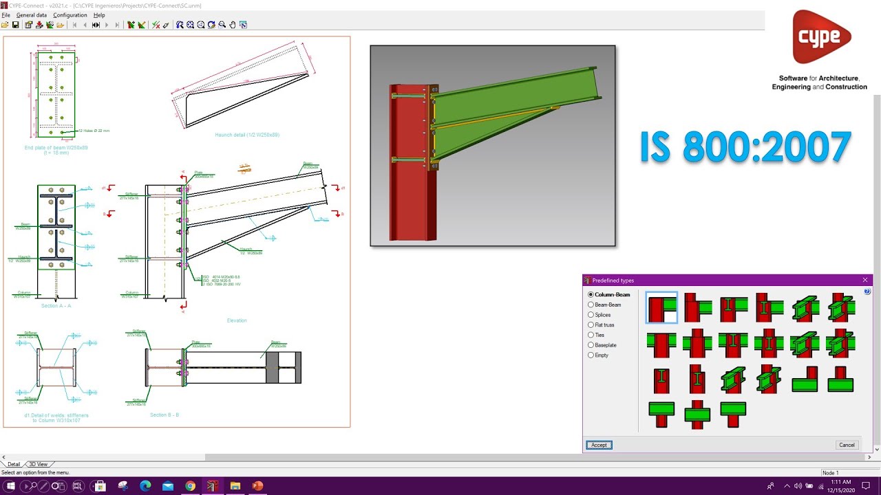 Steel Connection Design as per IS Code in Cype 2021 - Revit news