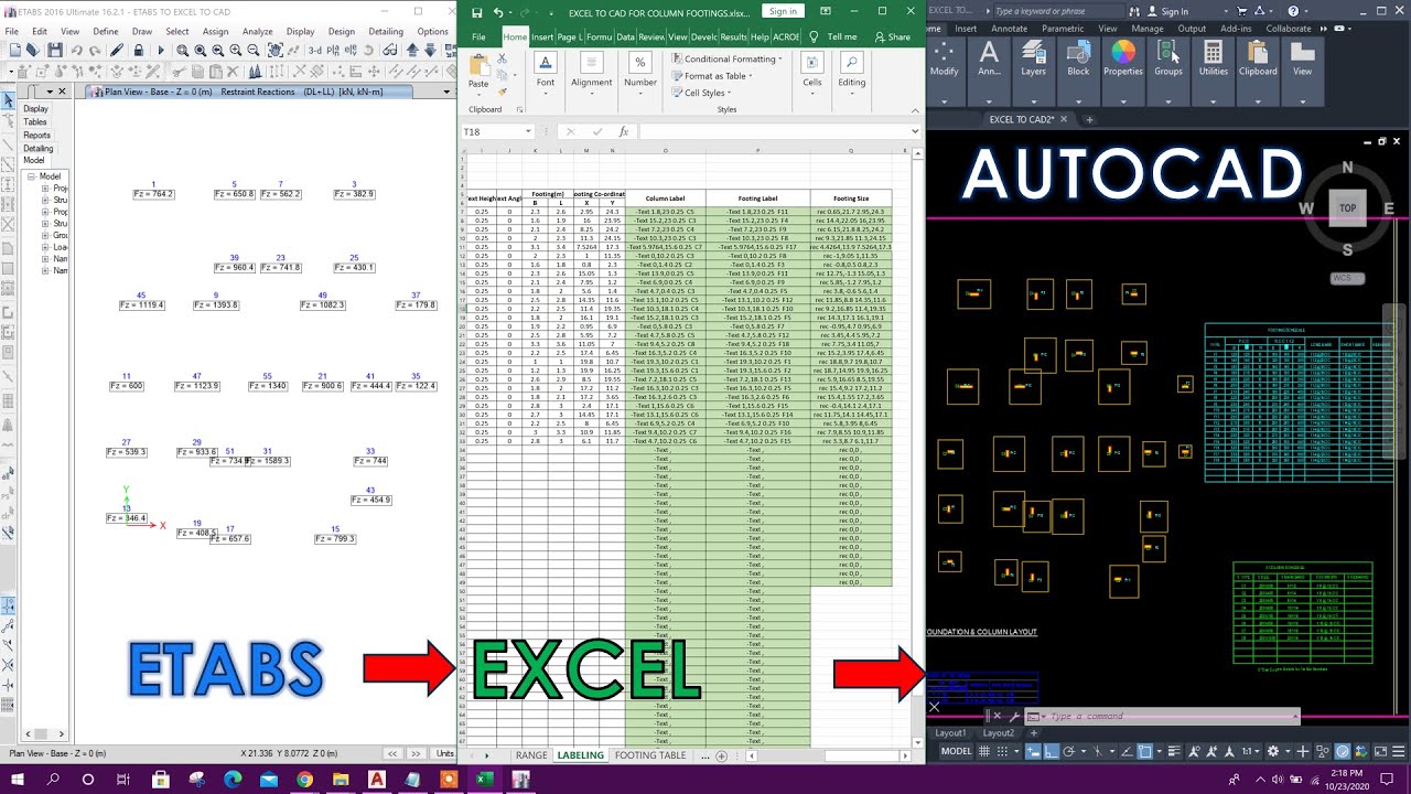 Etabs to Excel to Autocad Magic | Draw Footing Layout and Schedule by Easy Tricks - Revit news