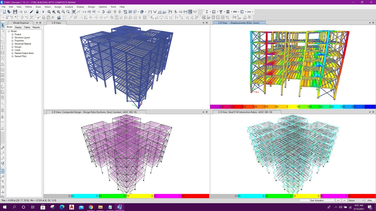 6 Storied Steel Building Design in Etabs | Composite Beam Design ...