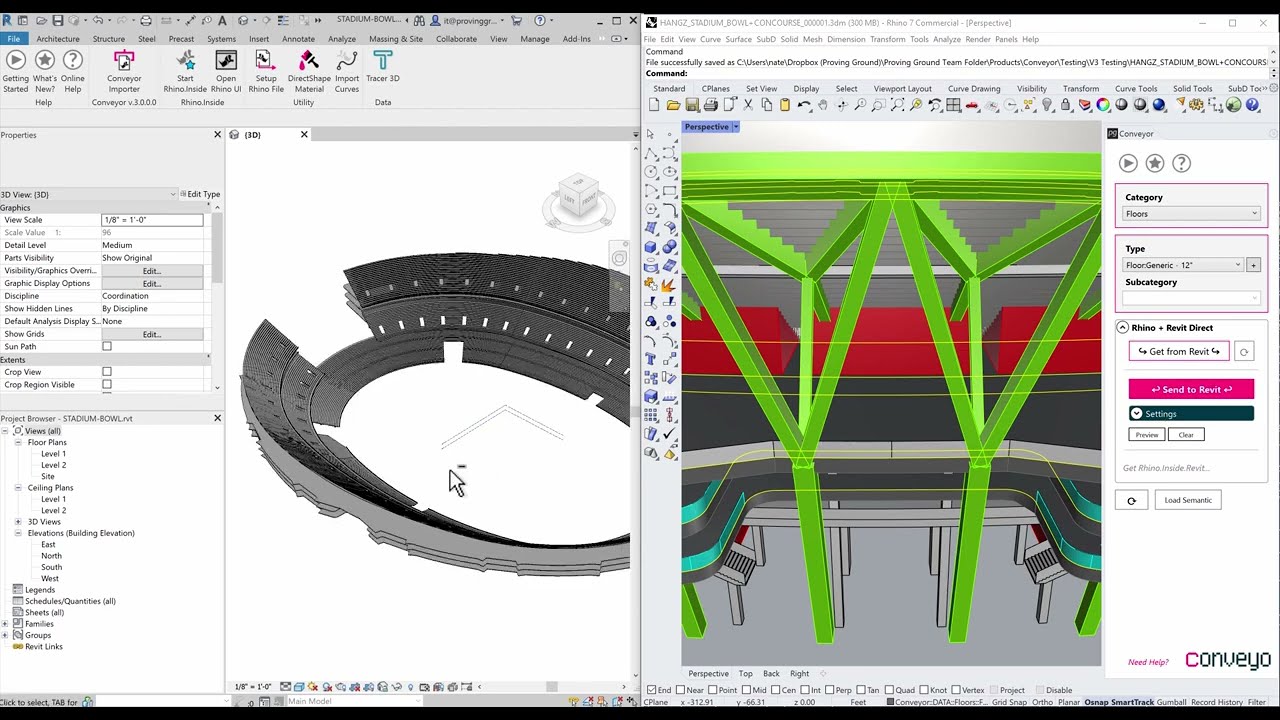 Conveyor Demo - Convert Stadium Floor and Structure objects from Rhino to Revit - Revit news